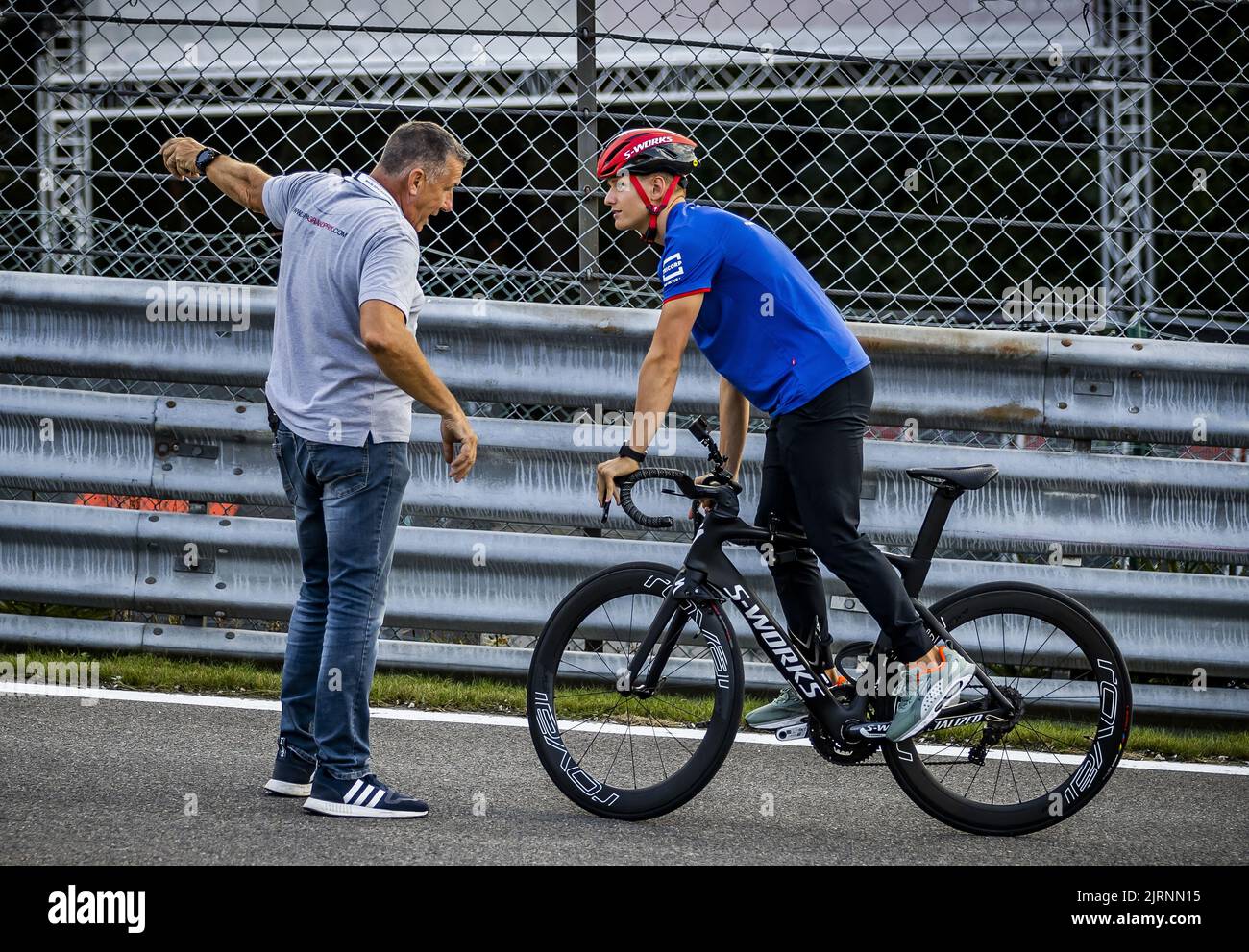 SPA - Mick Schumacher (Haas) is stopped by a security guard on the Spa ...
