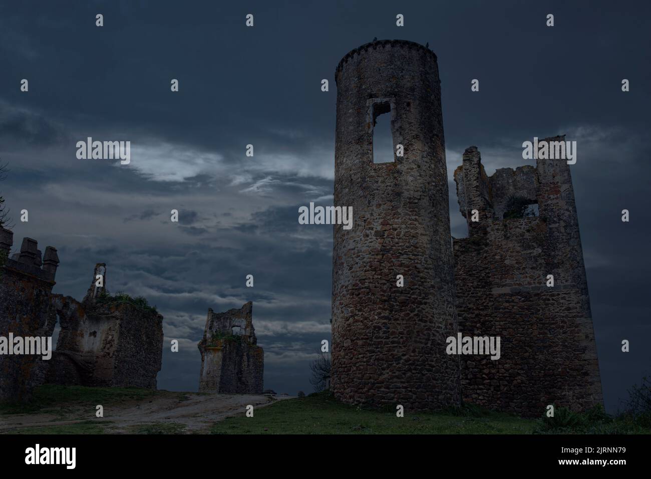 Dark and creepy old war ruin Stock Photo - Alamy