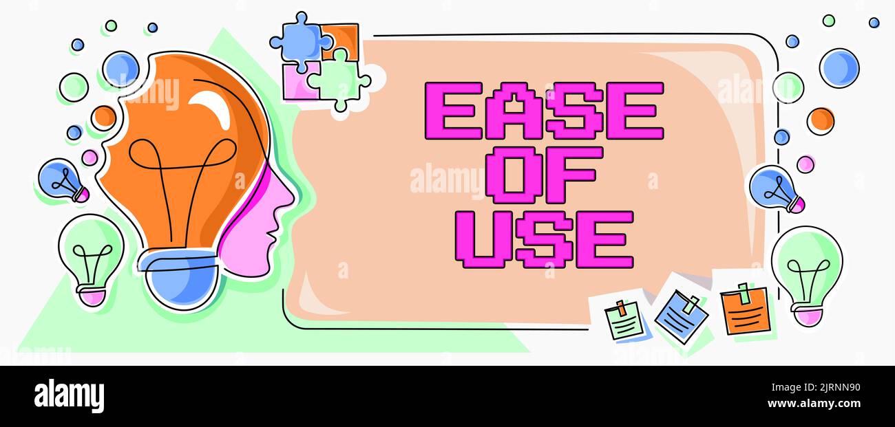 Hand writing sign Ease Of Use. Business concept User friendly easy to ...