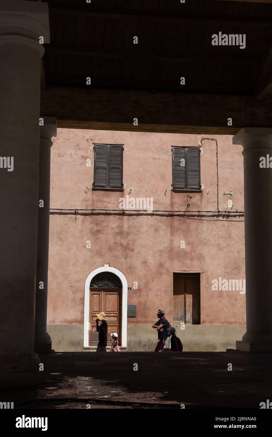 Facade of a house in the town of Ile Rousse Corsica Balagne France ...