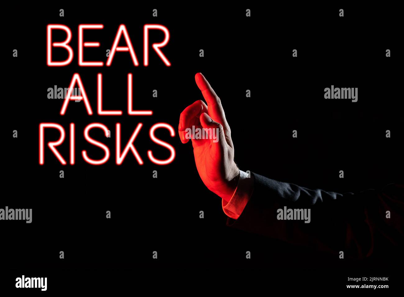 Conceptual caption Bear All Risks. Internet Concept Be aware of all ...