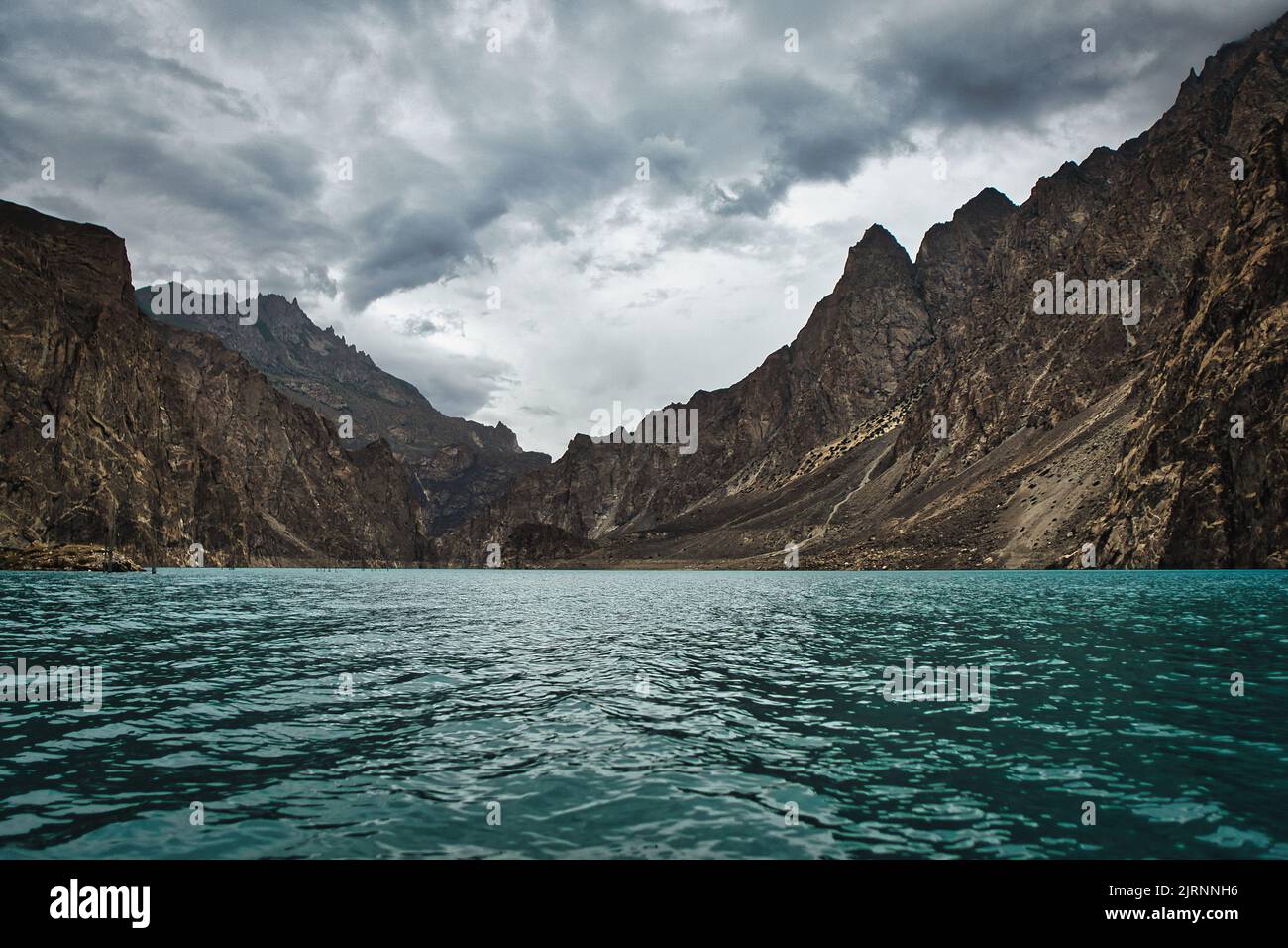 The beautiful view of Attabad Lake with rocky mountains. Gilgit ...