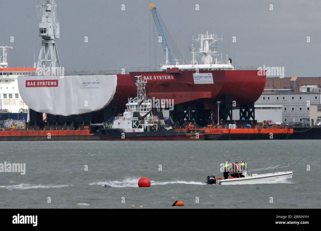 THE TWO STERN SECTIONS OF HMS QUEEN ELIZABETH, THE NEW SUPER CARRIER ...