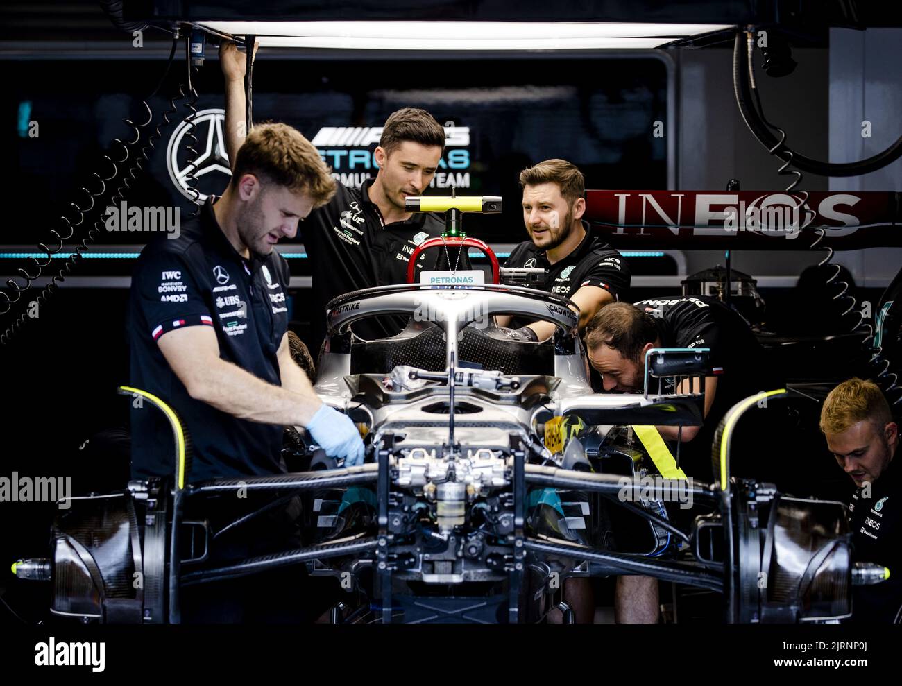 SPA - Engineers work on Lewis Hamilton's (Mercedes) car on the Spa ...