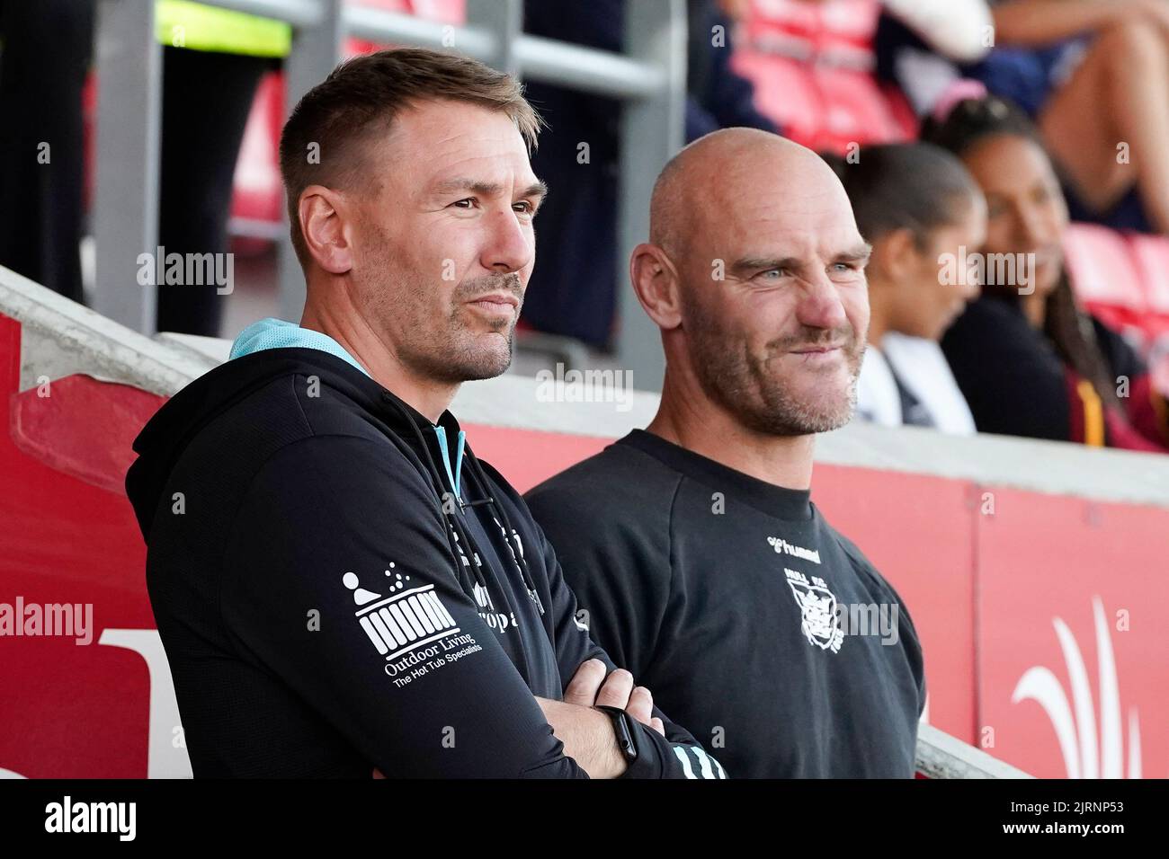 Michael Shenton and Gareth Ellis, coaches of Hull FC, watch the ladies ...