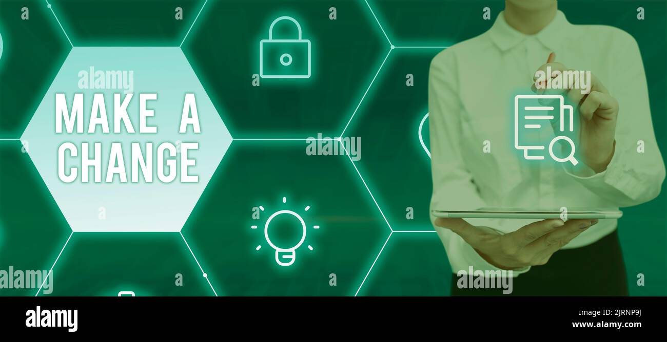 Conceptual caption Make A Change. Internet Concept Try new thing Evolve ...