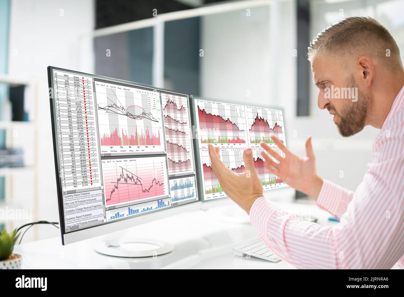 Financial Loss Data. Businessman With Stock Loss And Decrease Chart Stock Photo - Alamy