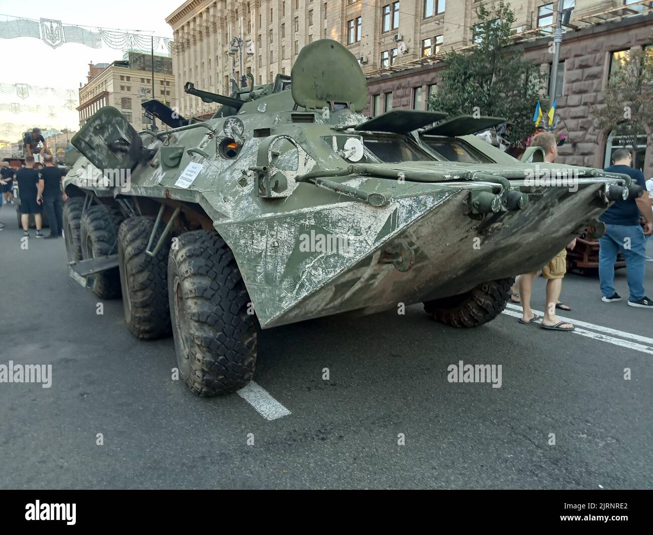 Destroyed military vehicle exhibition on Khreschatyk street on August ...