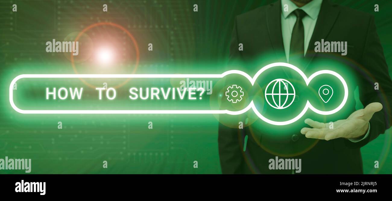 Conceptual caption How To Survive. Business showcase Recommendations to ...