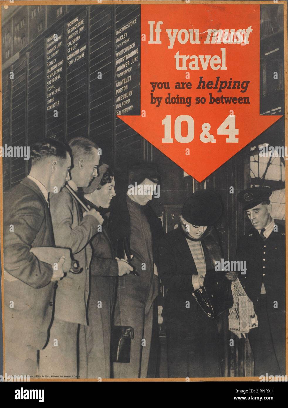 Poster, 'If you must travel', Early 1940s, London, by Henry Hildesley ...