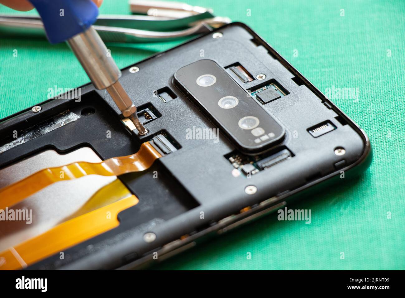 Disassembled mobile phone, phone repair and maintenance, service Stock ...