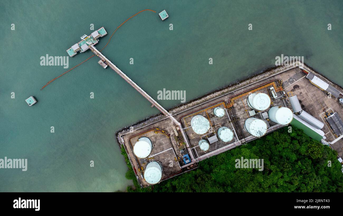 Aerial view from drone of terminal storage tank, Iindustrial facility ...