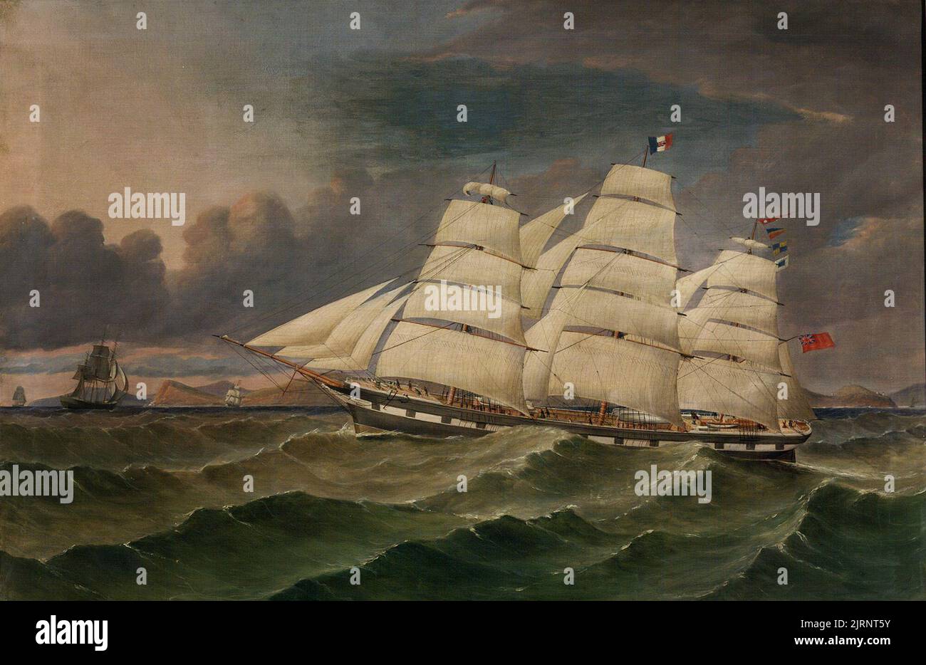 The Full rigged ship "Caribou" off the Otago Coast, Taieri Head on ...