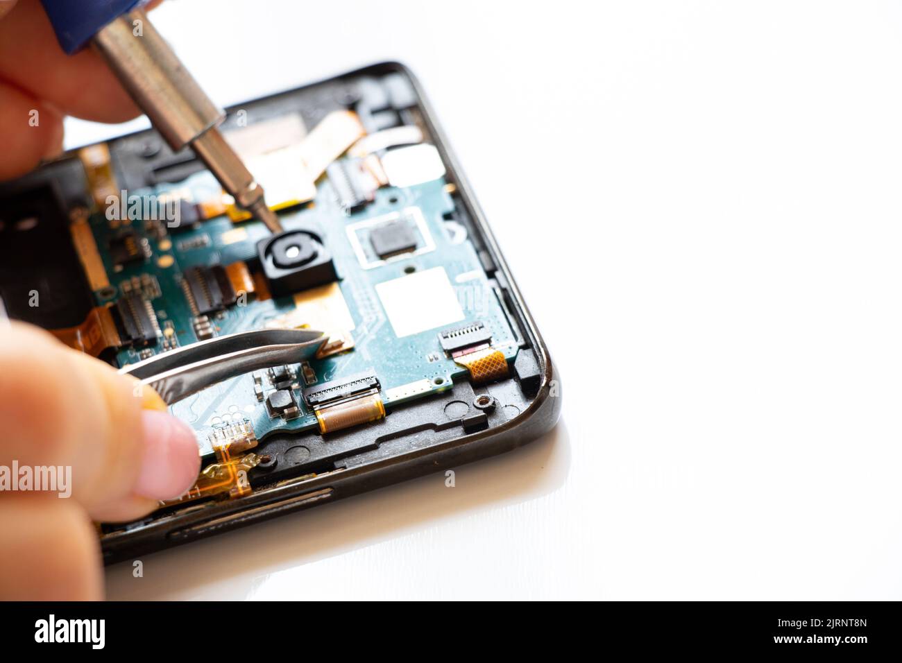 Disassembled mobile phone, phone repair and maintenance, service Stock ...