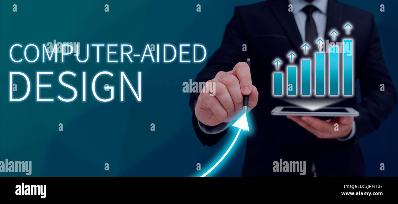 Hand writing sign Computer Aided Design. Concept meaning CAD industrial ...