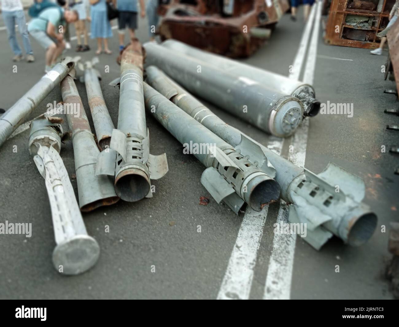 Destroyed military vehicle exhibition on Khreschatyk street on August ...