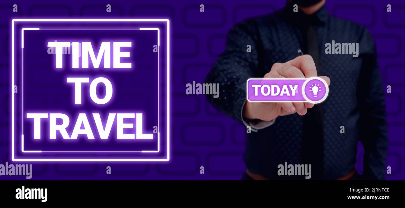 Text Sign Showing Time To Travel Word For Moving Or Going From One Place To Another On Vacation text-sign-showing-time-to-travel-word-for-moving-or-going-from-one-place-to-another-on-vacation