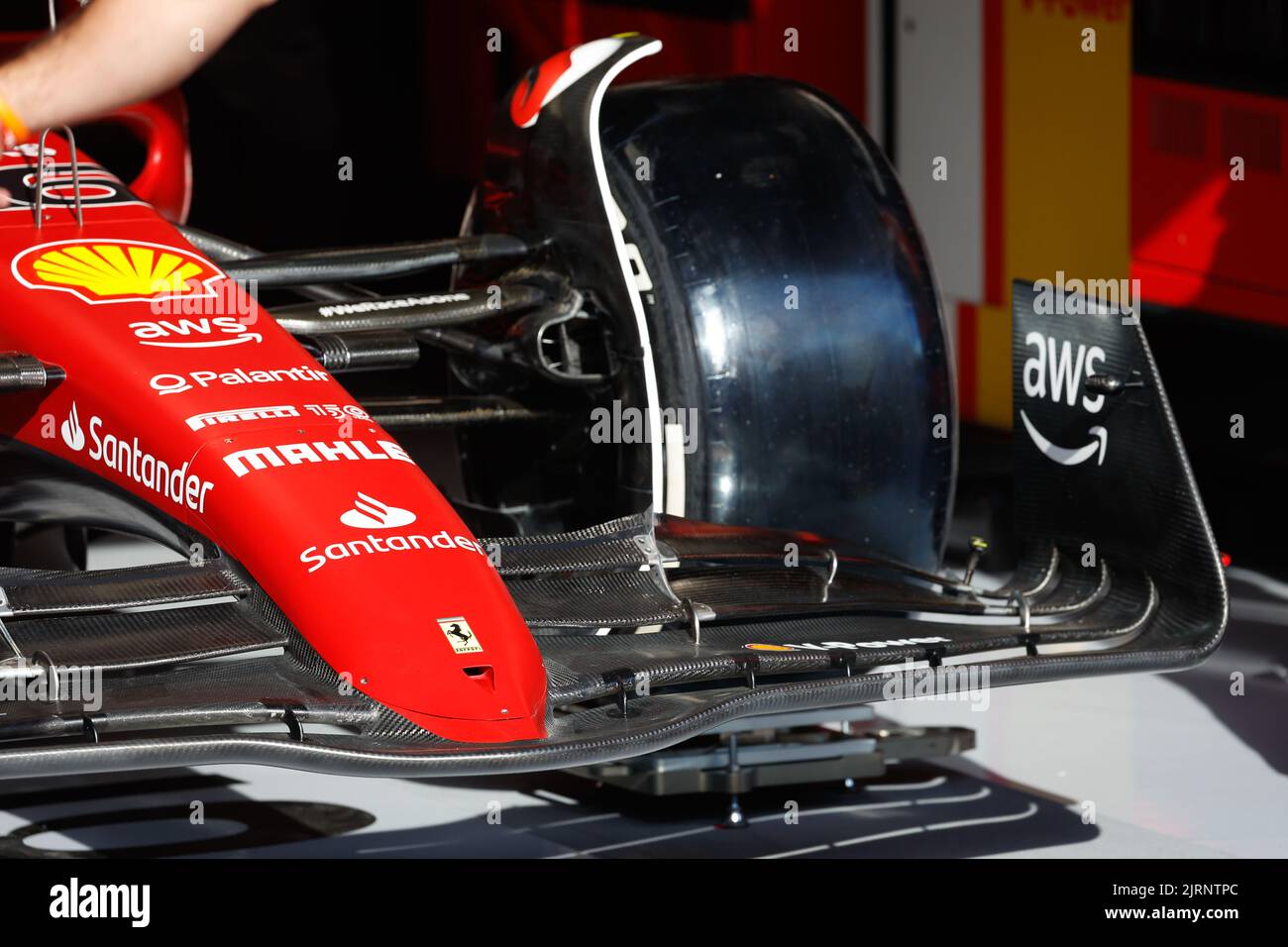 Scuderia Ferrari F1-75, mechanical detail, front wing, aileron, during ...