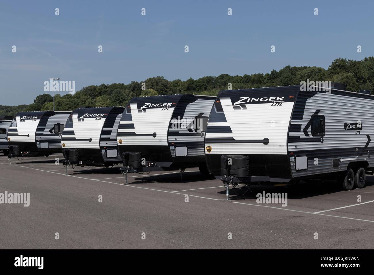 Peru - Circa August 2022: Zinger Fifth Wheel Travel Trailers. Zinger RV ...