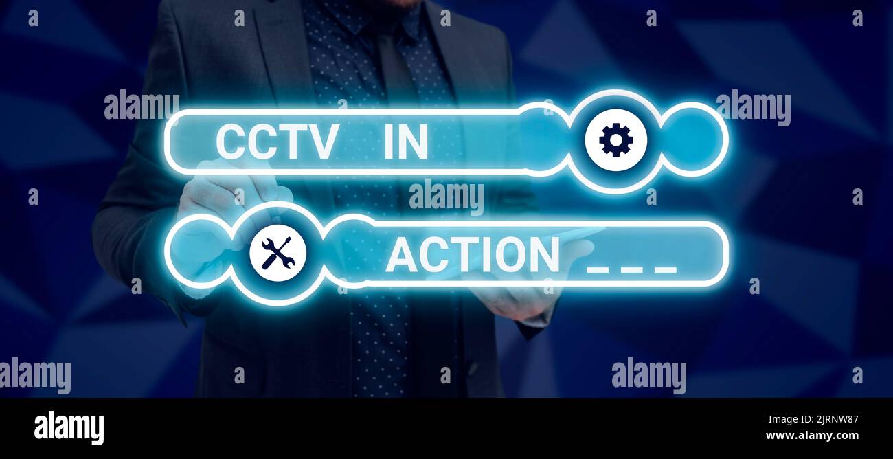 Security surveillance technician adjusting cctv hi-res stock ...