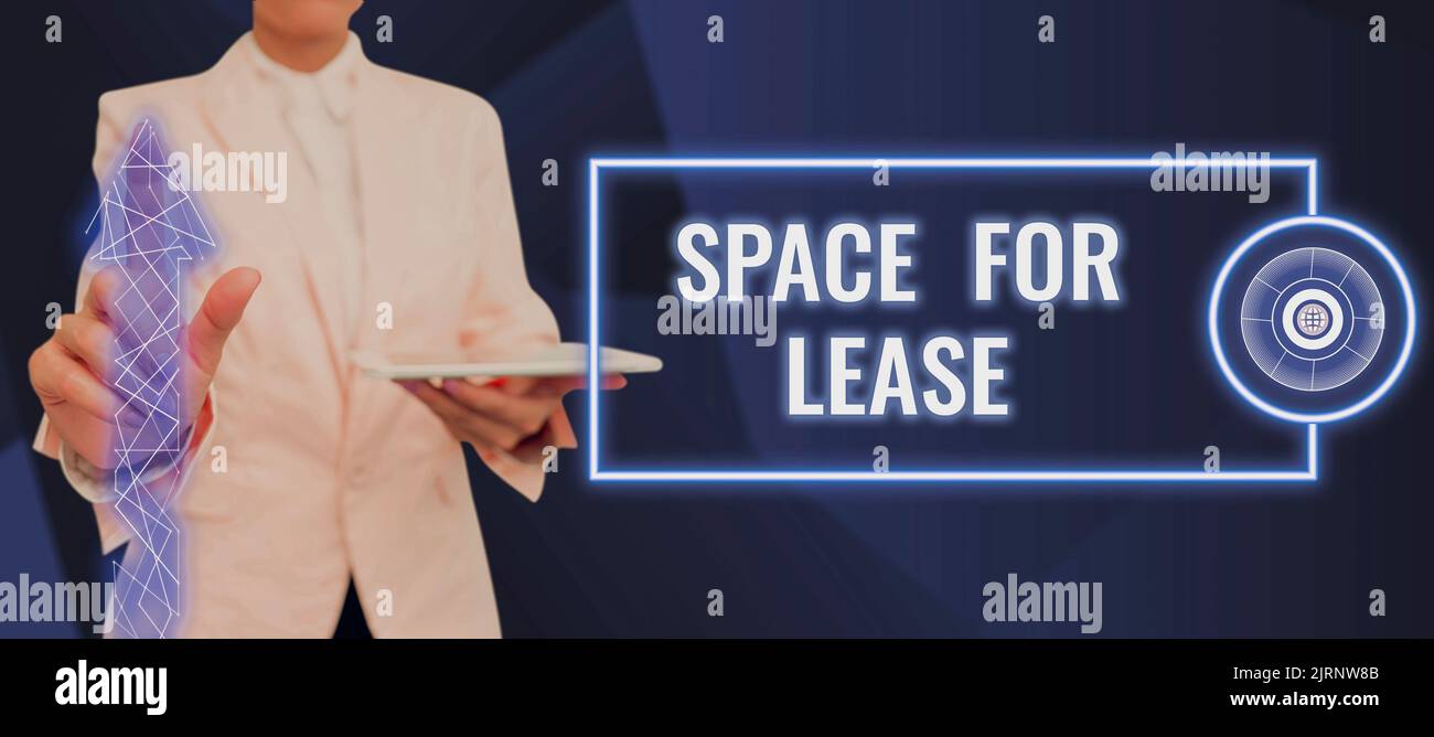 Sign displaying Space For Lease. Word for Available location for rent ...