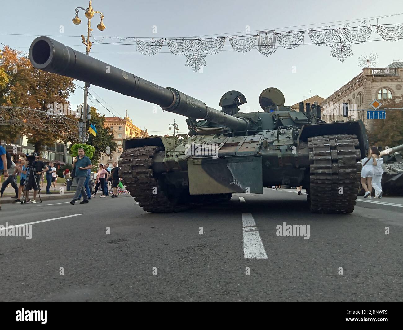 Destroyed military vehicle exhibition on Khreschatyk street on August ...
