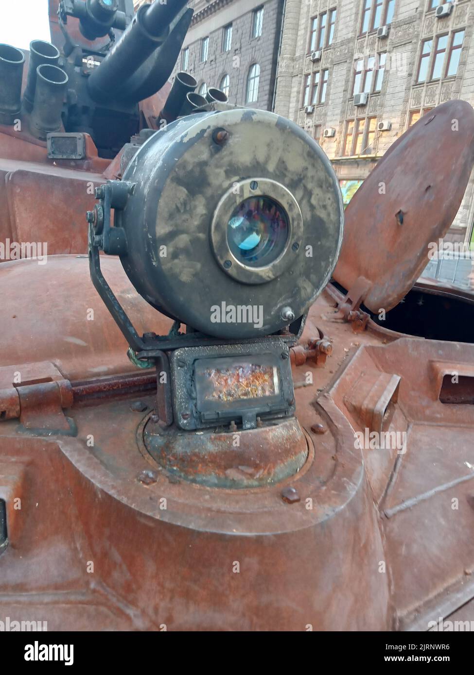 Destroyed military vehicle exhibition on Khreschatyk street on August ...