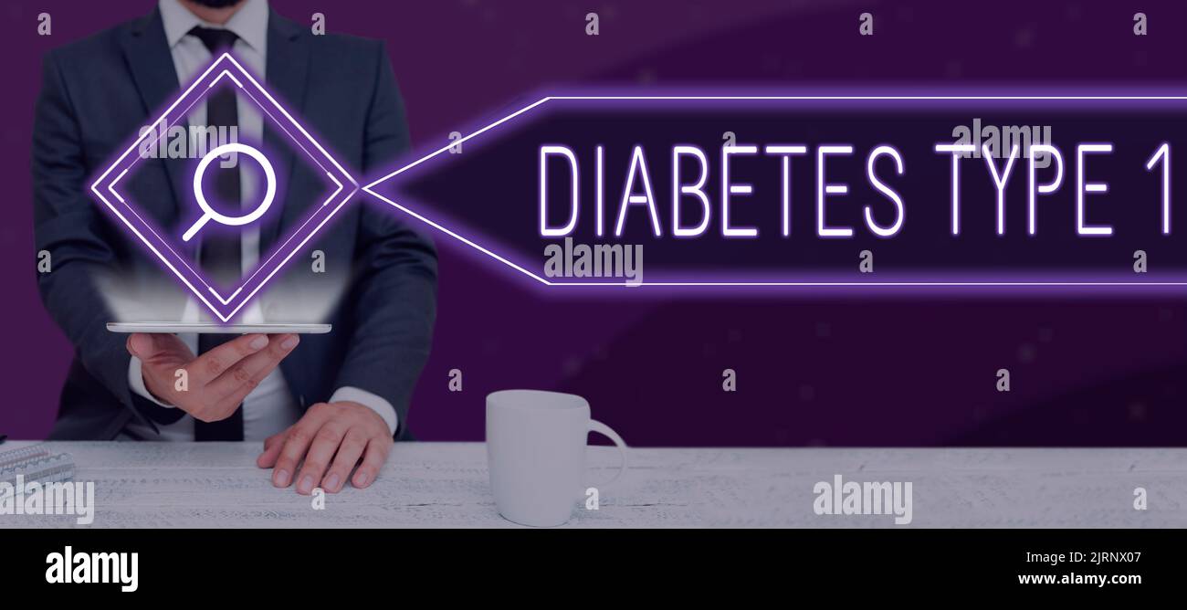 Text showing inspiration Diabetes Type 1. Word Written on condition in ...