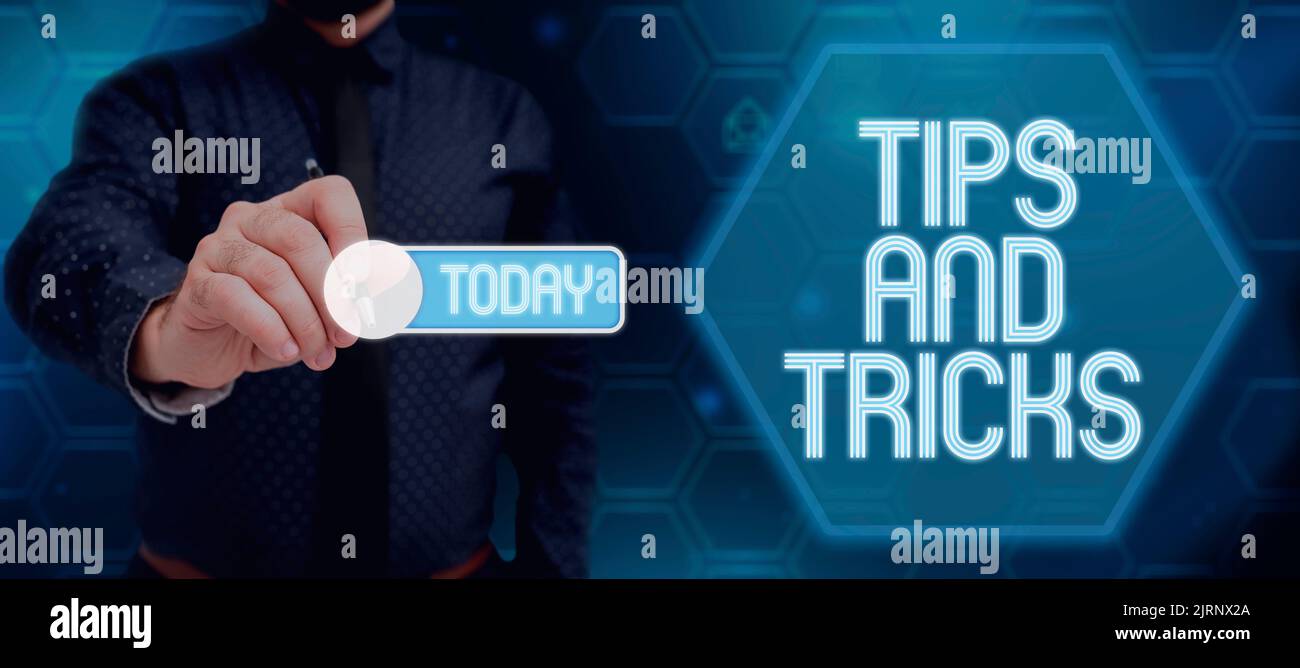 Text sign showing Tips And Tricks. Word for Steps Life hacks Handy ...