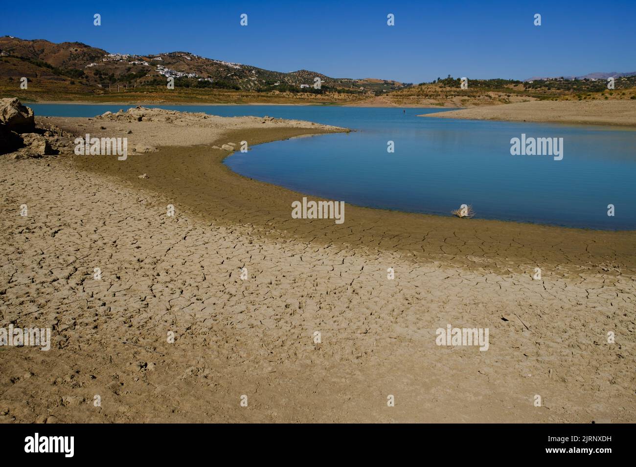 Drought and very low water levels in Vinuela reservoir in a very dry ...