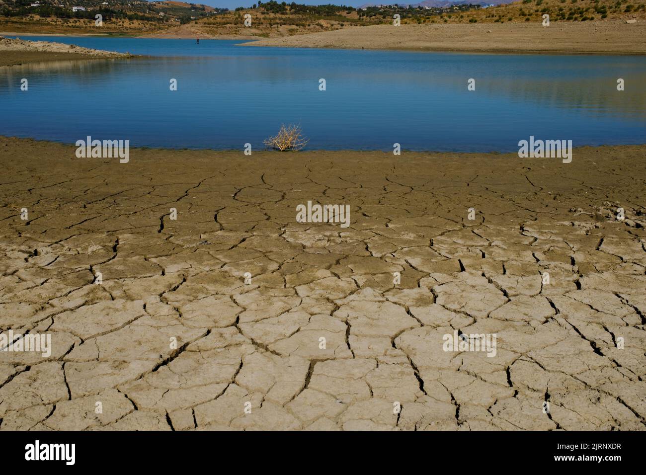 Drought and very low water levels in Vinuela reservoir in a very dry ...