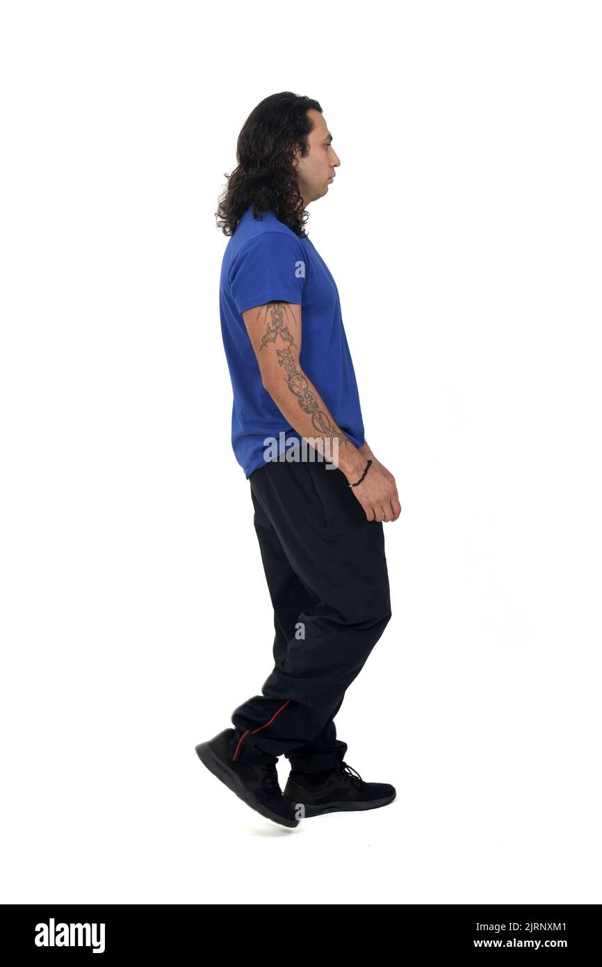 Man walking side view arms hi-res stock photography and images - Alamy