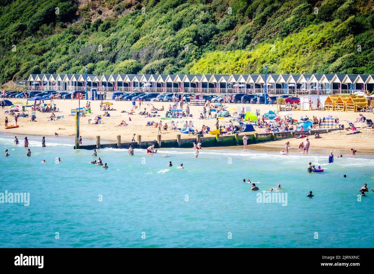 August 24, 2022, Boscombe Beach, Bournemouth, United Kingdom - People ...