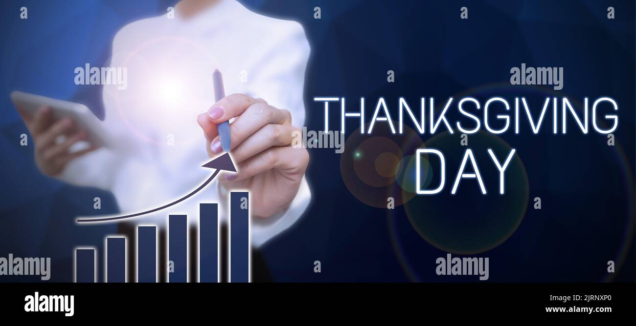 Writing displaying text Thanksgiving Day. Business concept Celebrating ...