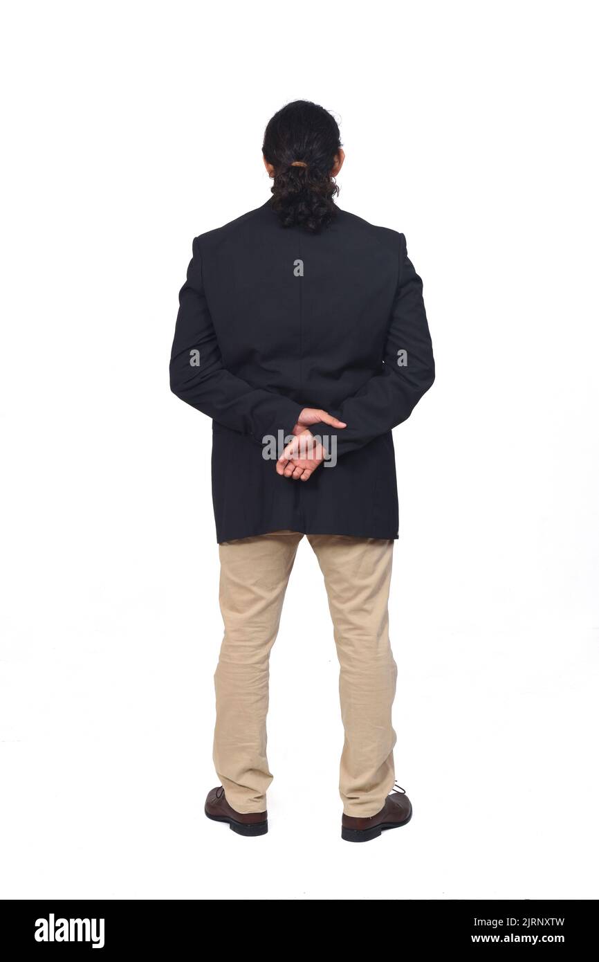 back view of a man with shirt, shoes and blazer arms on back on white ...