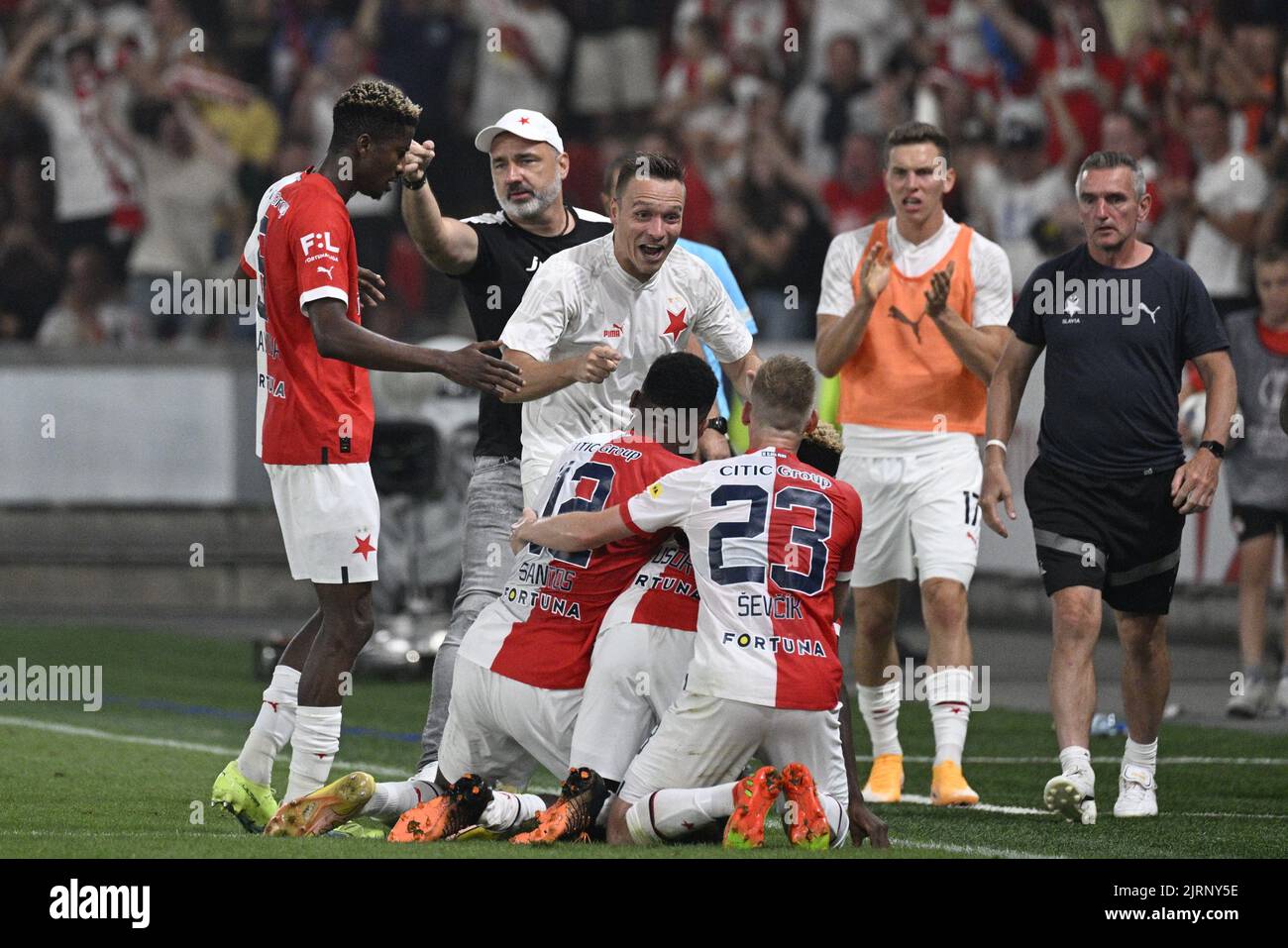 Prague, Czech Republic. 25th Aug, 2022. Slavia head coach Jindrich ...