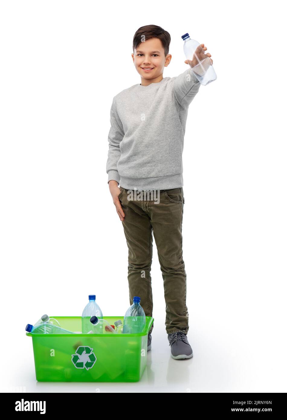 smiling boy sorting plastic waste Stock Photo - Alamy