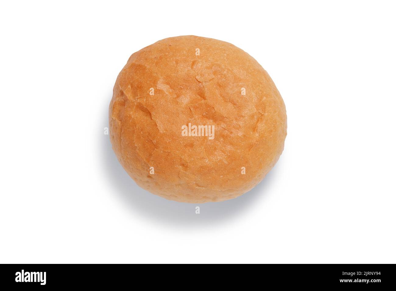 One crusty bread roll shot from above isolated on white with clipping ...