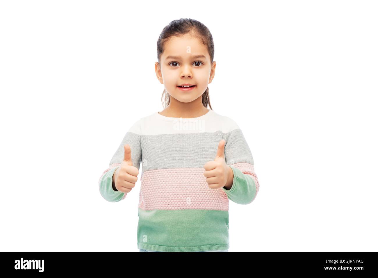 happy smiling girl showing thumbs up Stock Photo - Alamy
