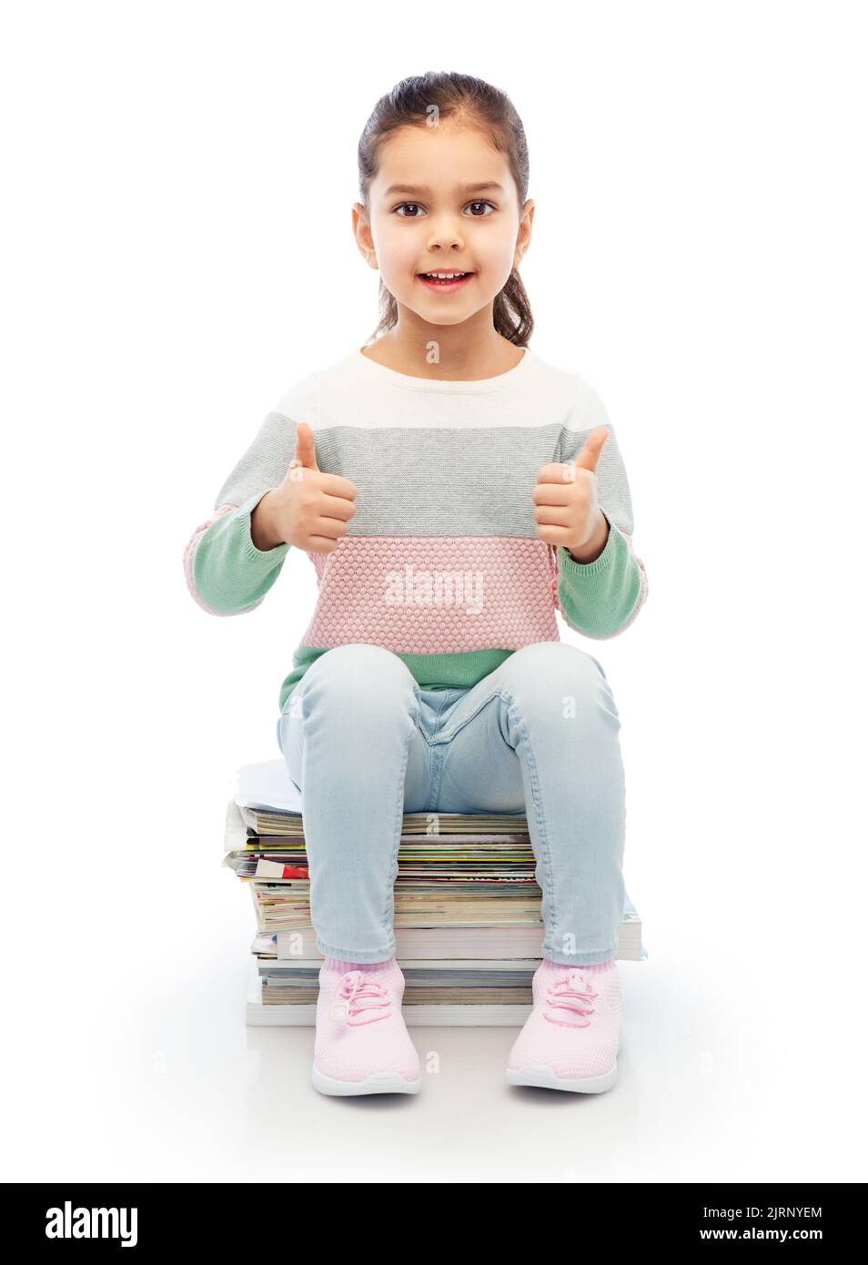 smiling girl with magazines sorting paper waste Stock Photo - Alamy