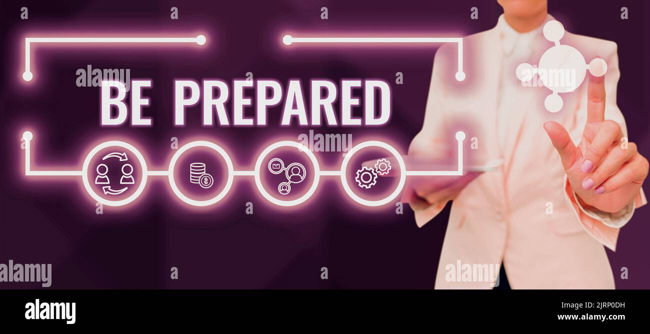 Conceptual display Be Prepared. Word Written on Stay Ready Willing to ...