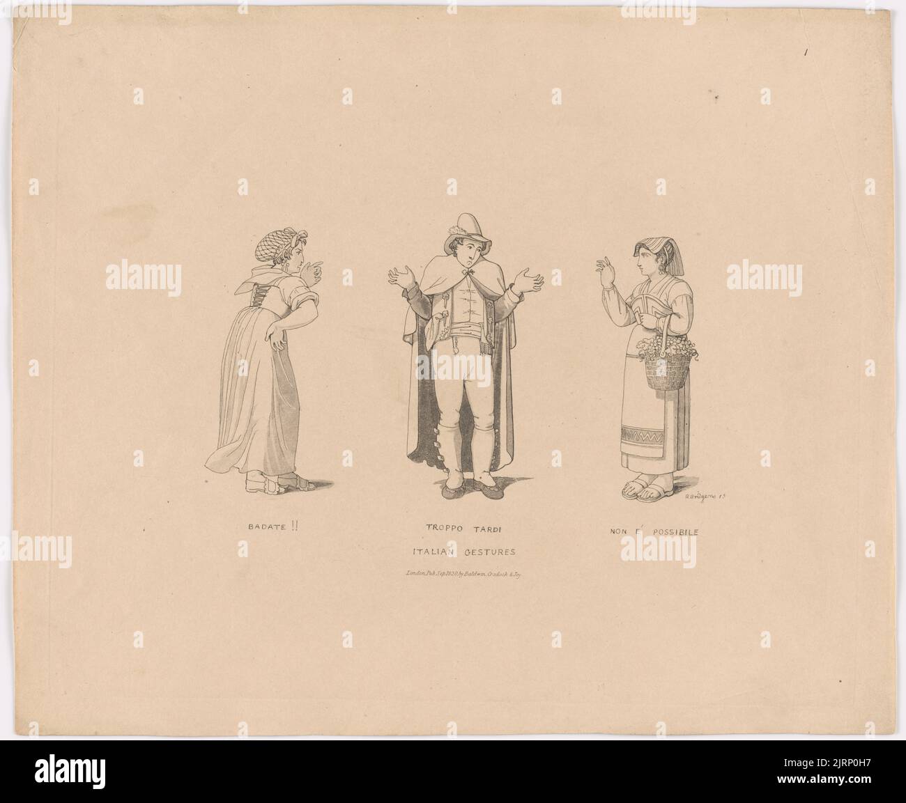 Italian gestures / Badate / Troppo tardi / Non e possible, 1820 ...