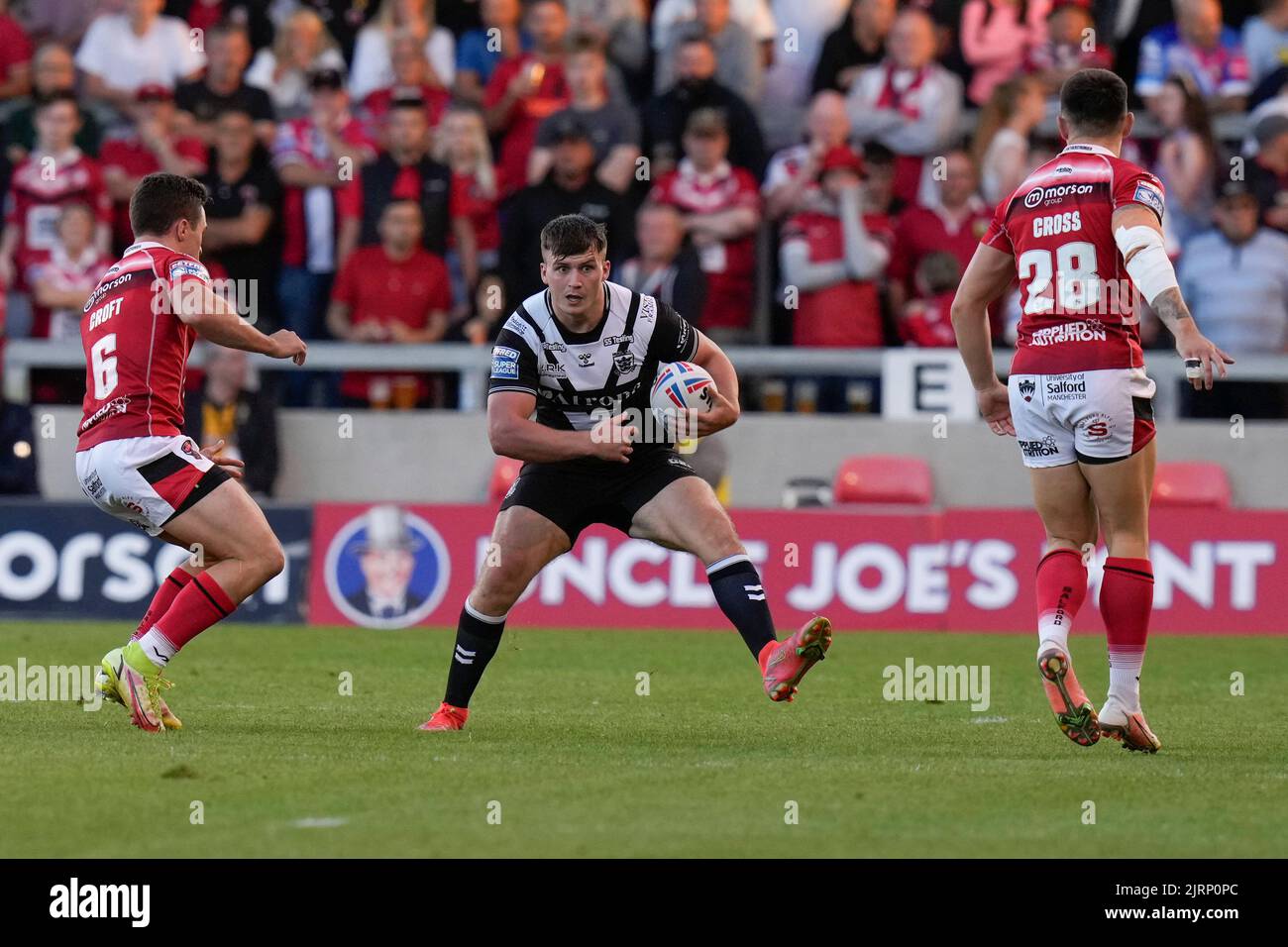 Eccles, UK. 25th Aug, 2022. Connor Wynne #23 of Hull FC runs at the ...