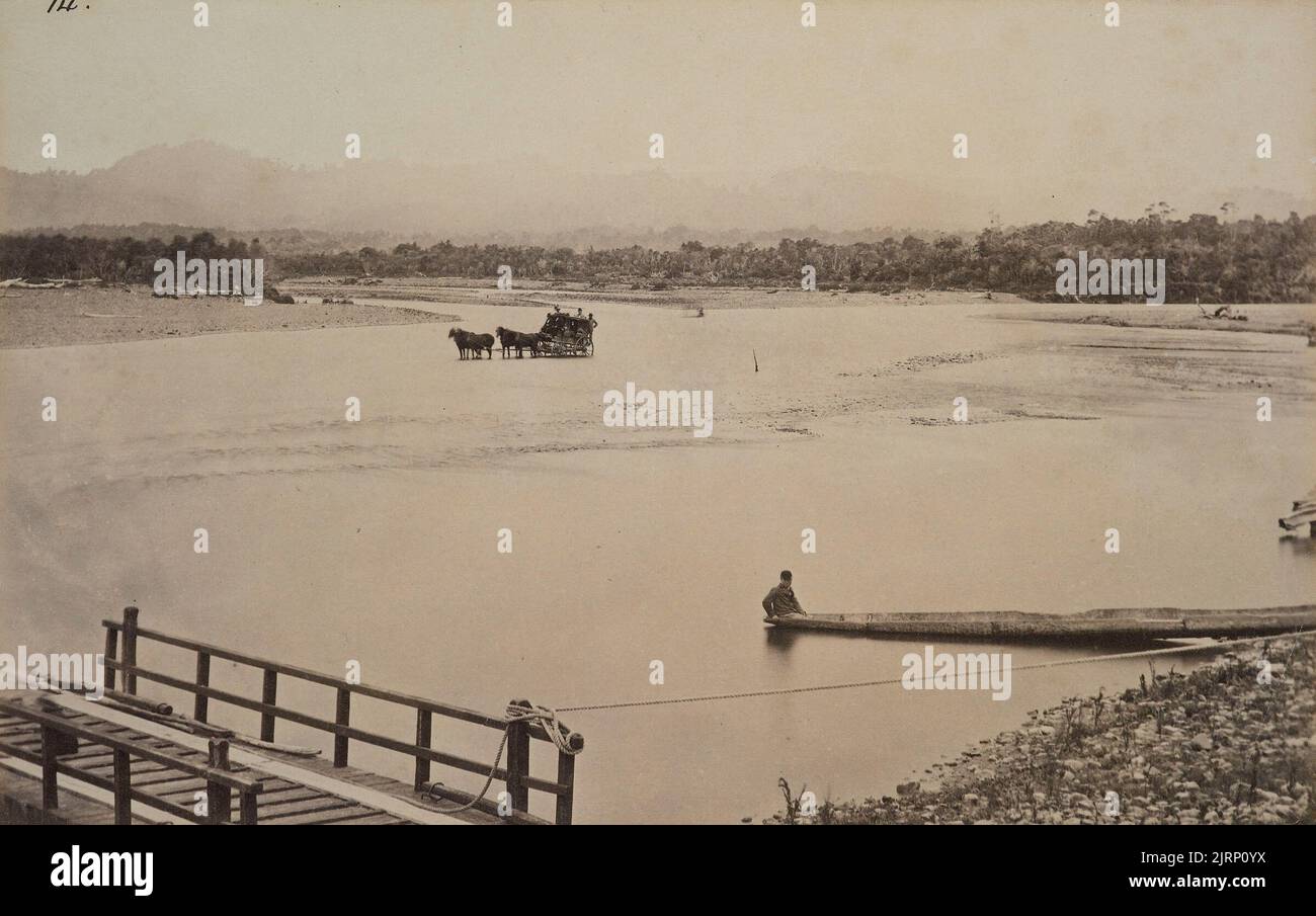 Fording place, Manawatu River, 1870s, Manawat River, by James Bragge ...