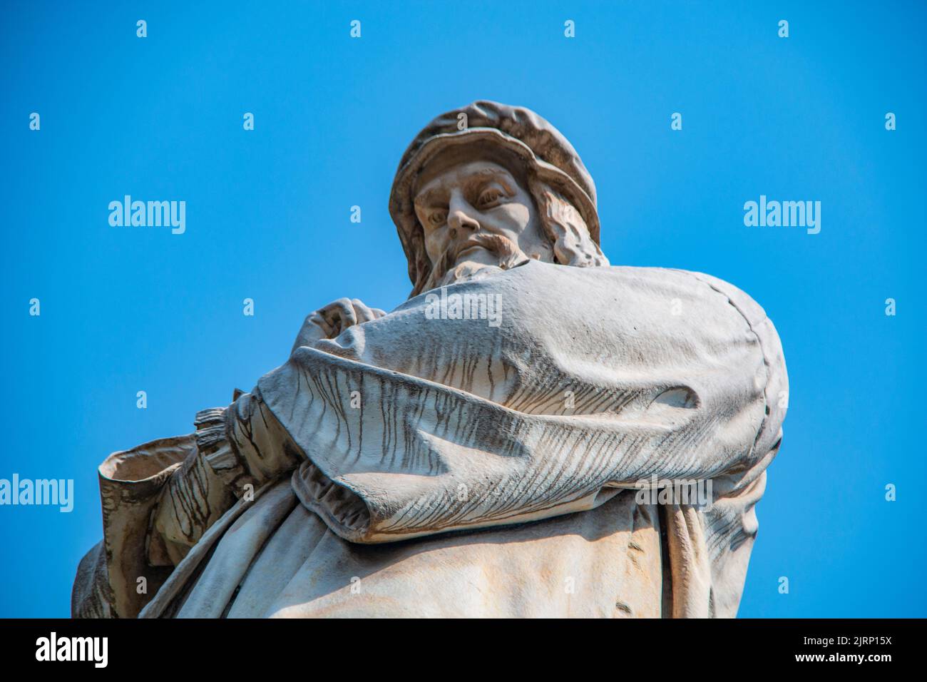 Statue of Leonardo da Vinci, marble and granite, depicting the Italian ...