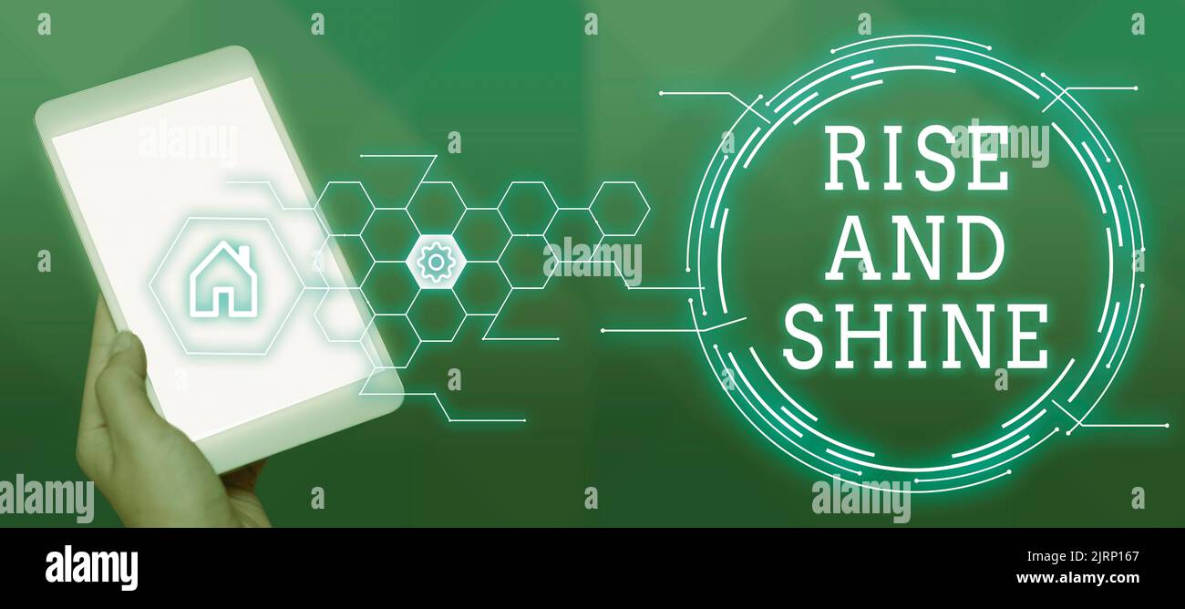 Writing displaying text Rise And Shine. Word Written on Motivation for ...