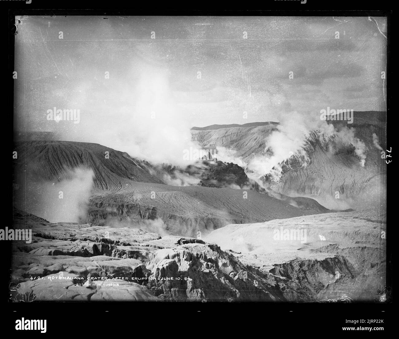 Rotomahana crater, after eruption June 10 1886 Stock Photo - Alamy