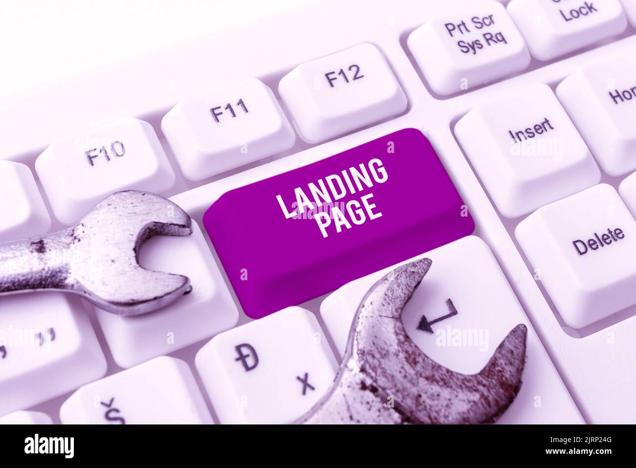 Text caption presenting Landing Page. Word for Website accessed by ...