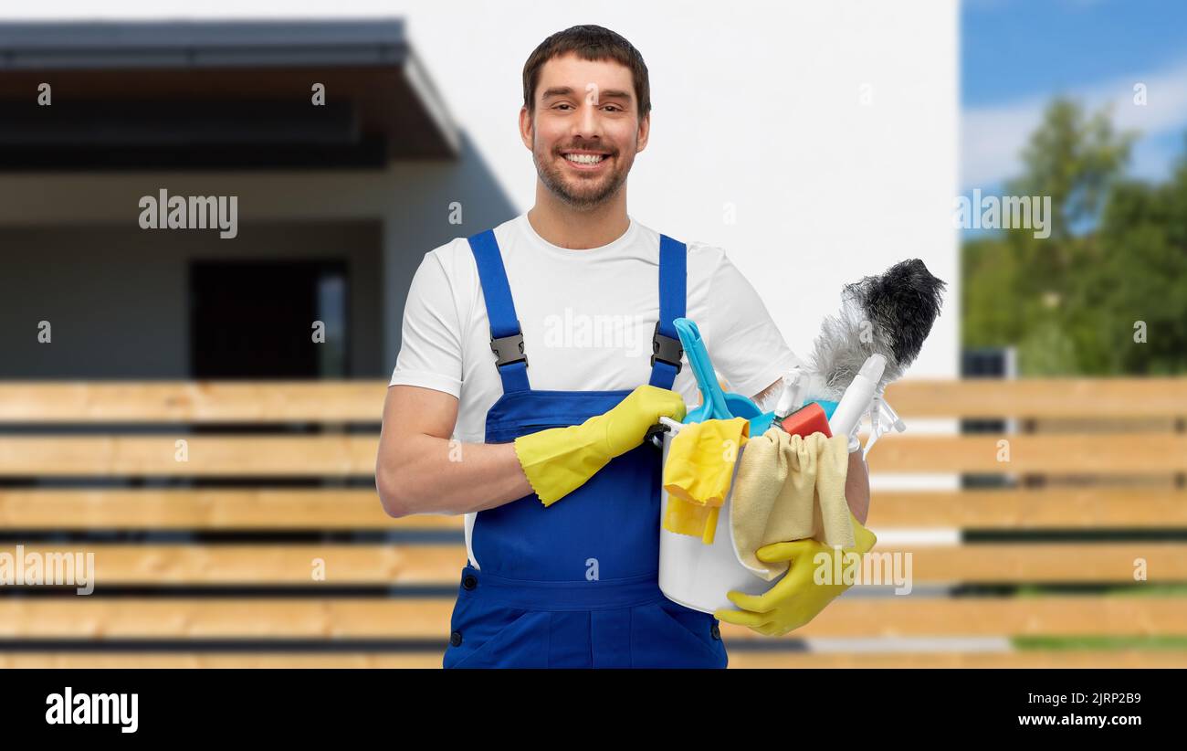 Male house cleaner in uniform hi-res stock photography and images - Alamy