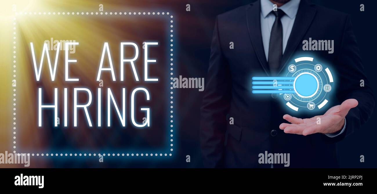 Text caption presenting We Are Hiring. Word Written on Workforce Wanted ...